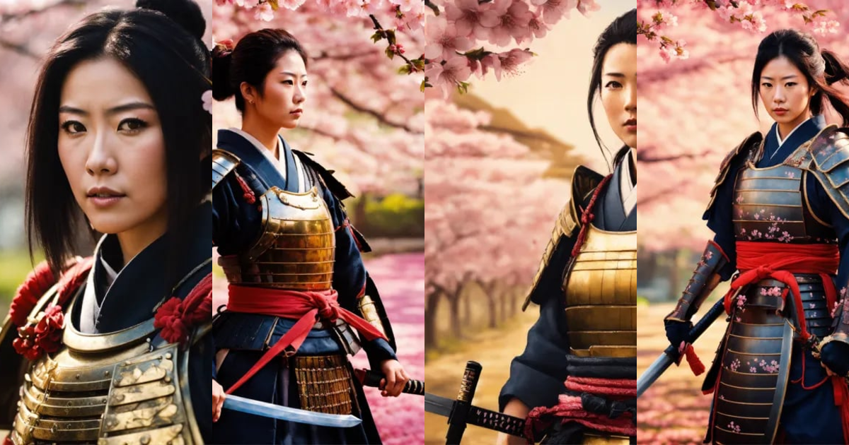Lexica - PHOTOGRAPH OF A WOMAN SAMURAI WARRIOR, IN THE ARMOUR OF A ...