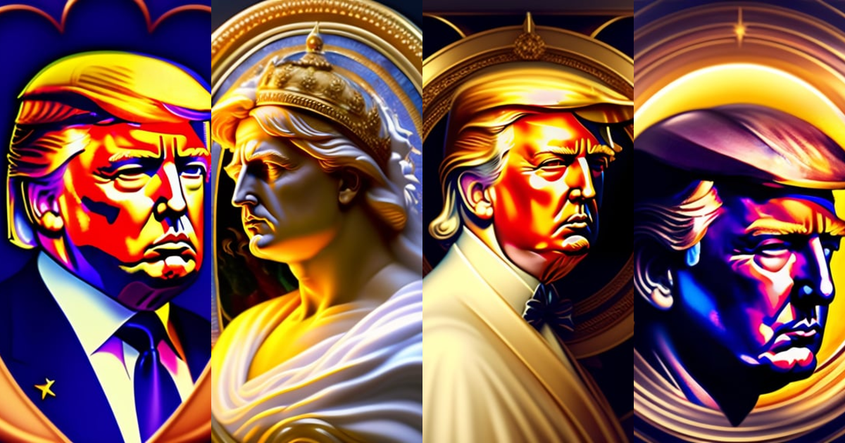 Lexica - Donald trump as god, heaven, portrait, mucha
