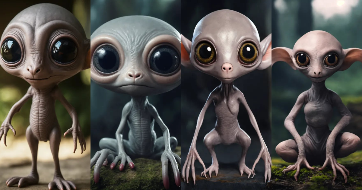 Lexica - Gray alien creature with huge eyes, bald. instead of a nose ...
