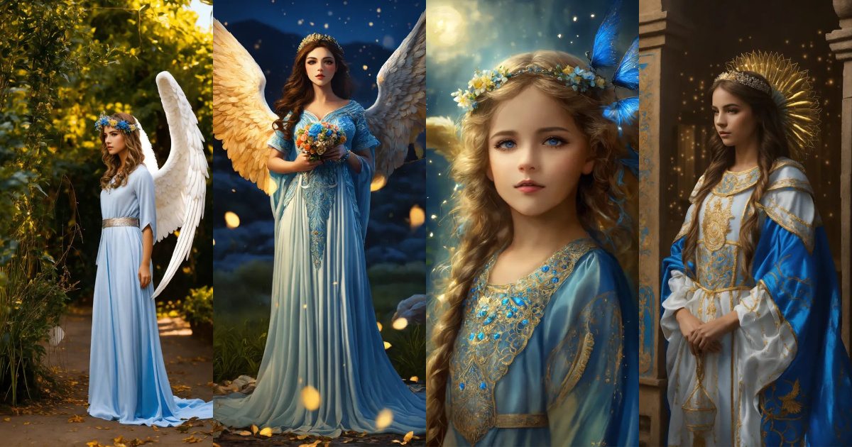 Lexica - 2 Angeles guardianes varones con alas de angel de color azul ...