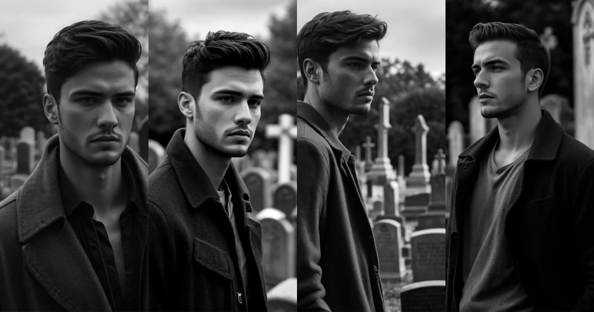 Lexica - Photorealistic, B&W, grey shades, closup, young handsome man ...