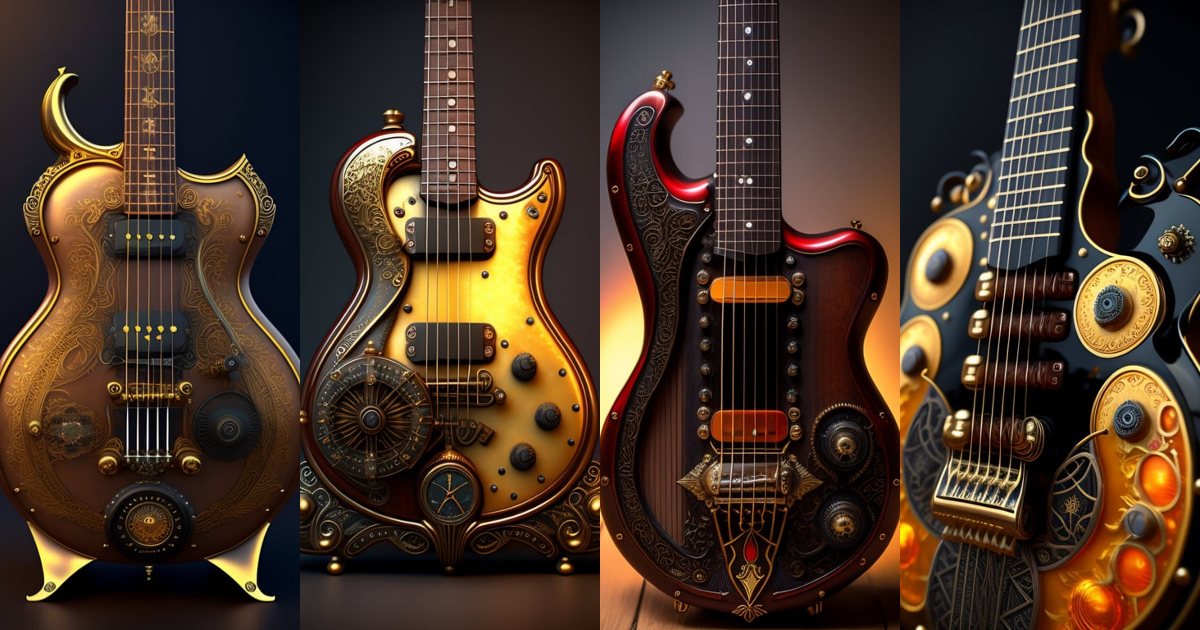 Lexica - Photo of an eccentric steampunk electric guitar with ornaments ...