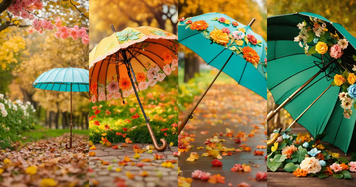 Lexica - VINTAGE umbrella decorated all around with three-dimensional ...