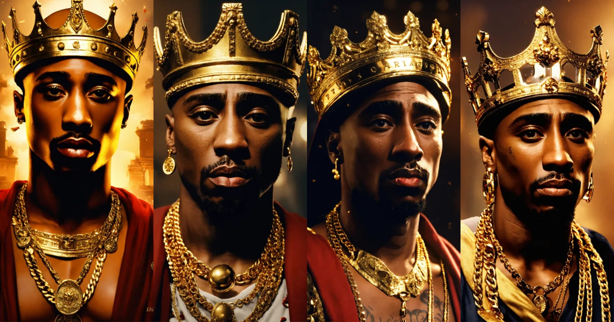 Lexica - Create a book cover for Tupac Shakur as Julius Caesar wearing ...
