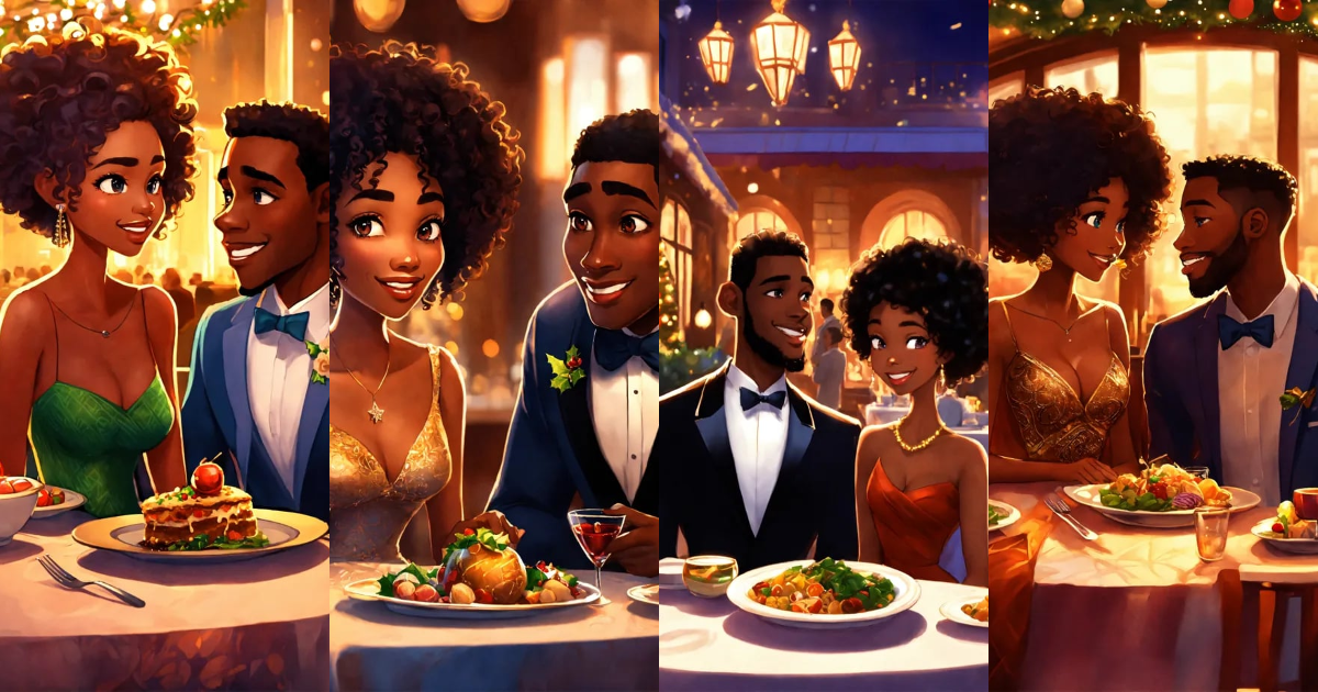 Lexica - Pixar art adult African American couple, female with curly ...