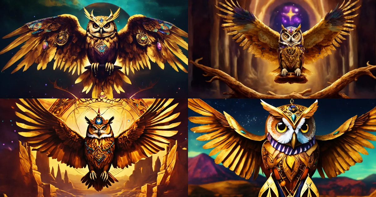 Lexica - Wise owl native american shaman, antropomorph, animal, golden ...