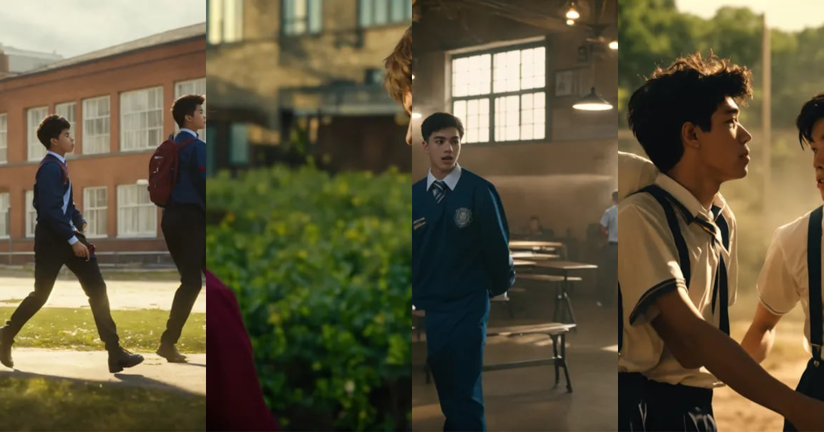 Lexica - Two high school students Boy1 Boy2 in school uniforms engaged ...