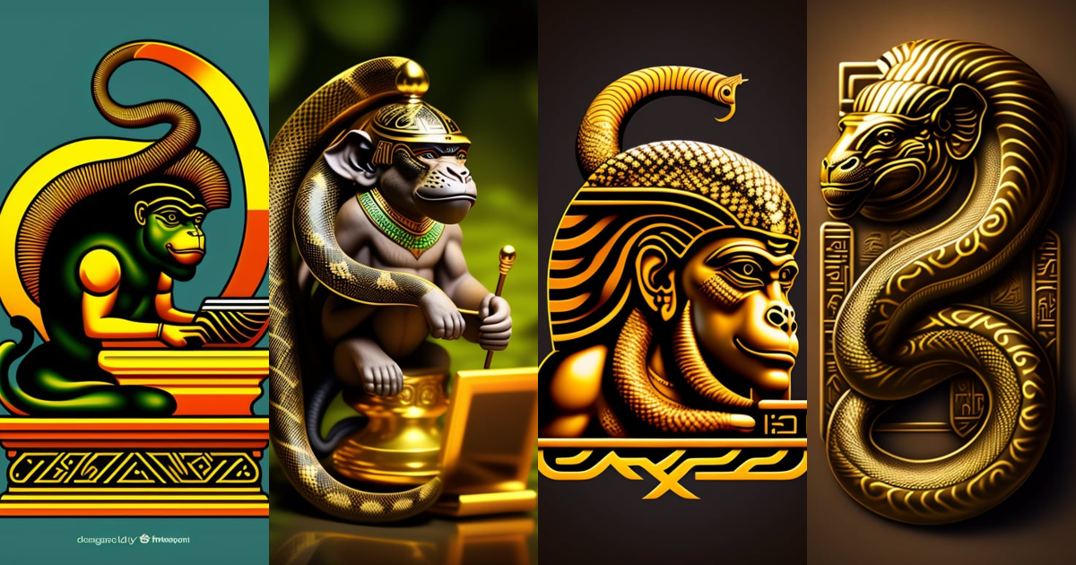 Lexica - Logo of an Egyptian snake-headed god playing computer against ...
