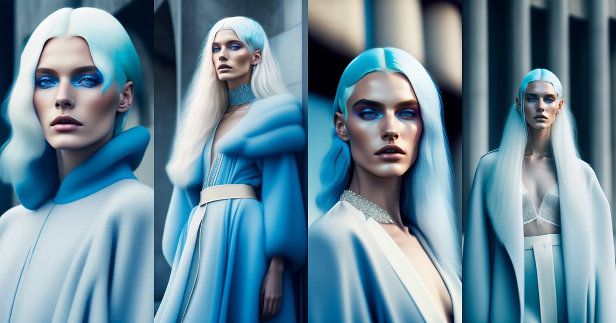 Lexica - Portrait of haute couture beautiful albino fashion model with ...