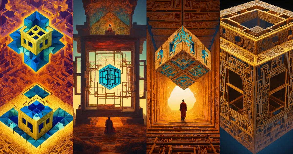 Lexica - Taoist monk tesseract body fractal three point perspective ...