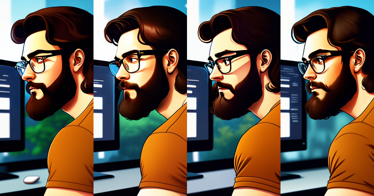 Lexica - A web developer with brown hair down to shoulders and black ...