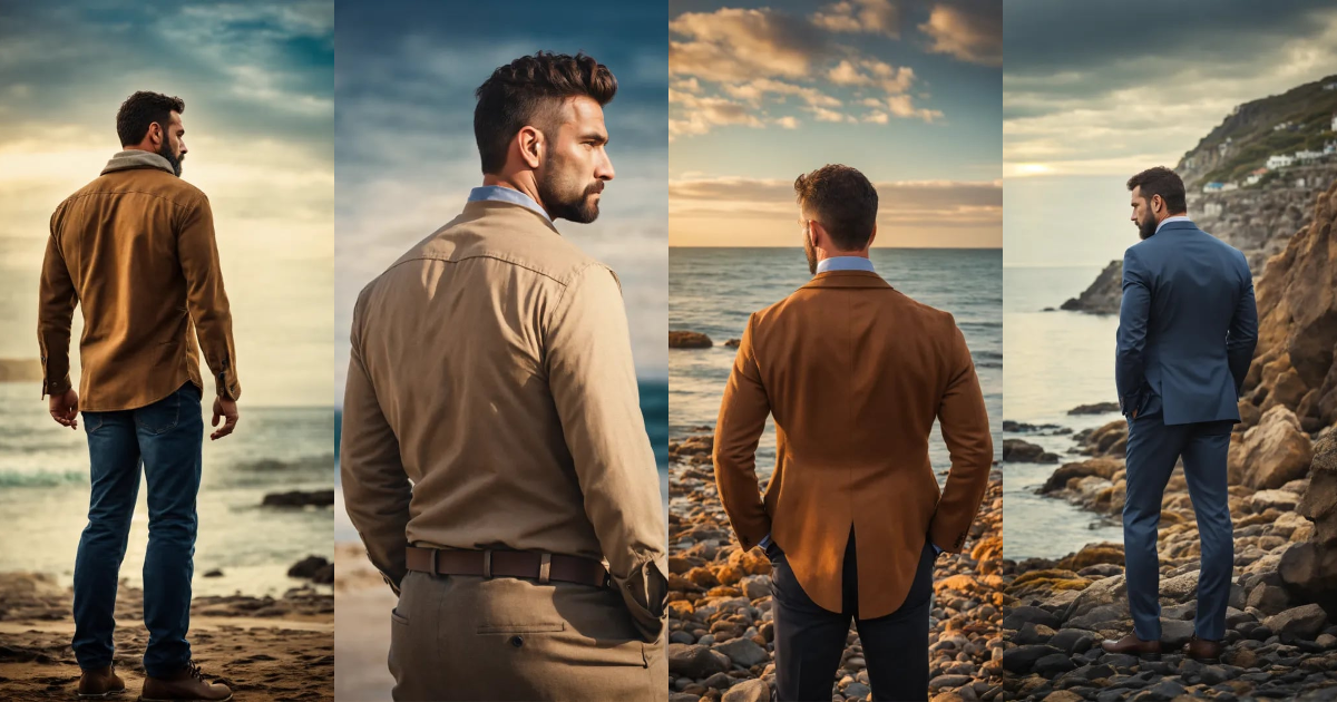 Lexica - Design a compelling image, rugged and strong man from behind ...
