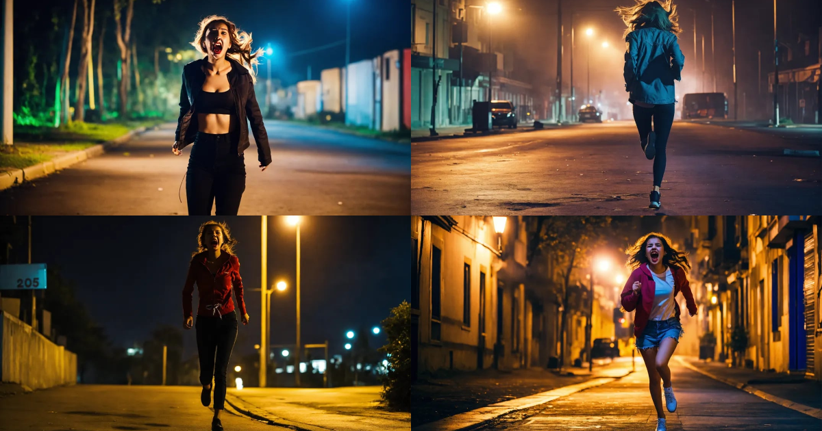 Lexica - Screaming 20 years old girl run away scared from the killer ...