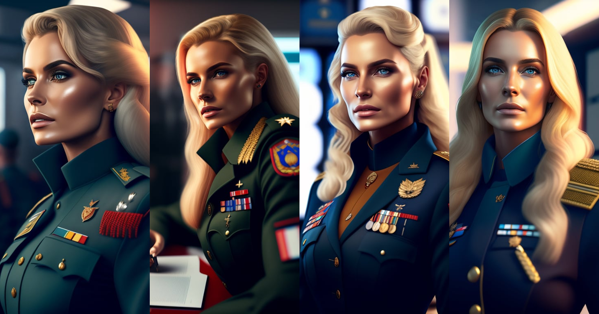 Lexica - A sexy, Polish female military general with long blonde hair ...