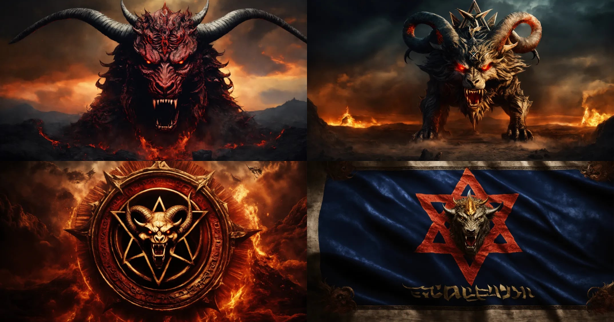 Lexica - Evil demonic Israel flag beast with an armageddon demon ...