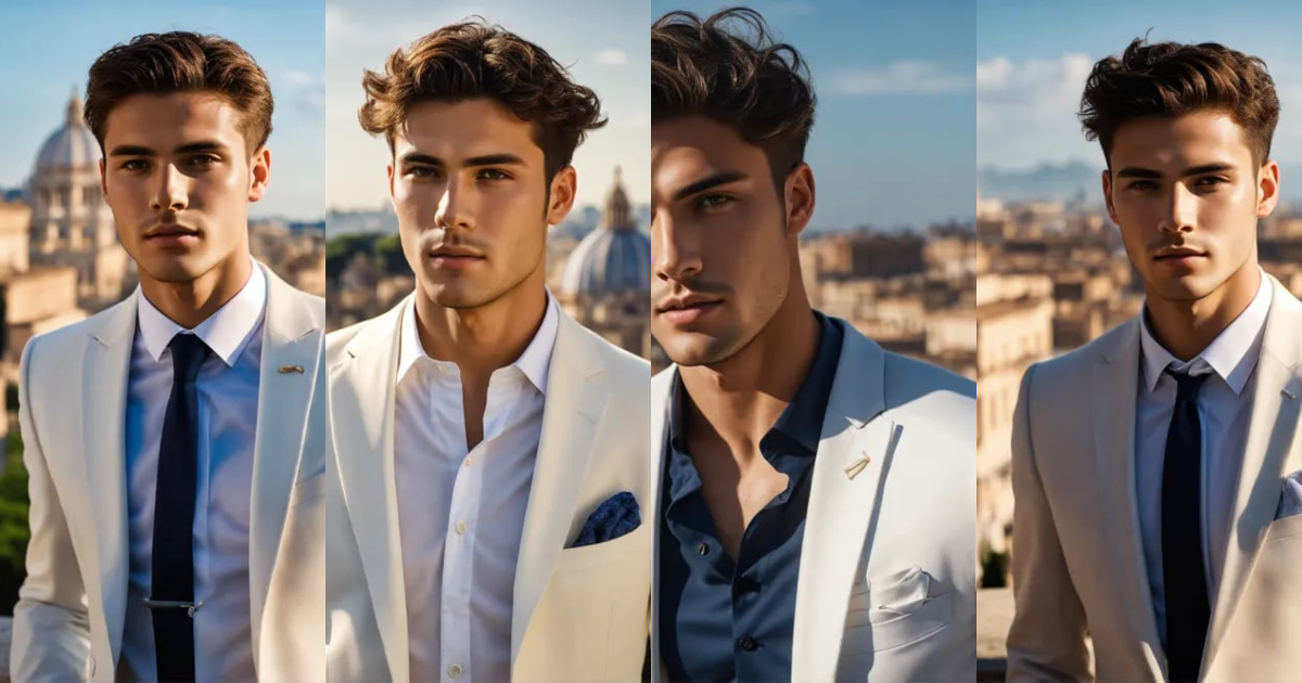Lexica - Photo of one young male model in whiteclothes looking to the ...