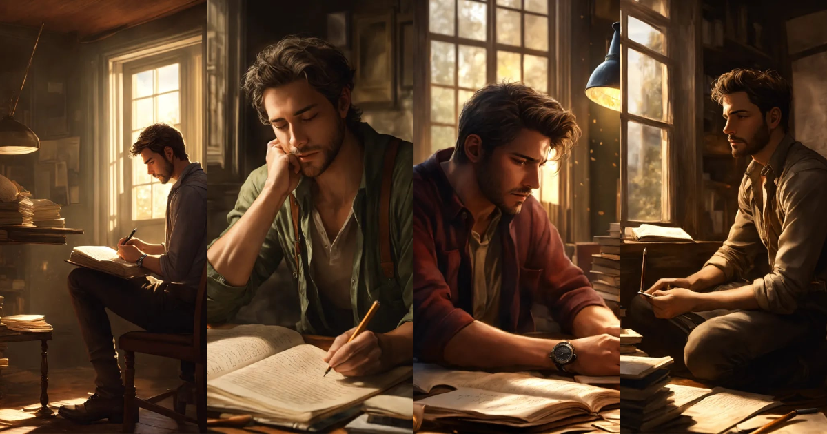 Lexica - A frustrated male writer with depression, beautiful ...