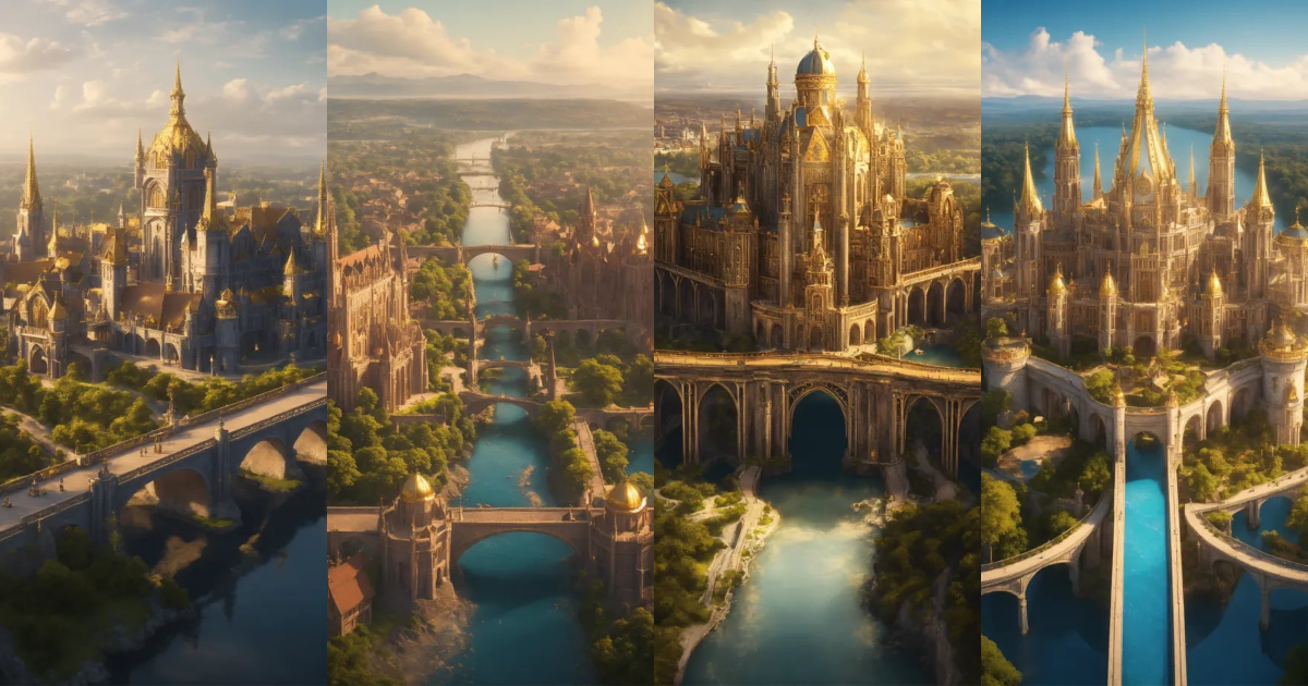 Lexica - Fantasy city surrounding a colossal academy on a bridge in ...