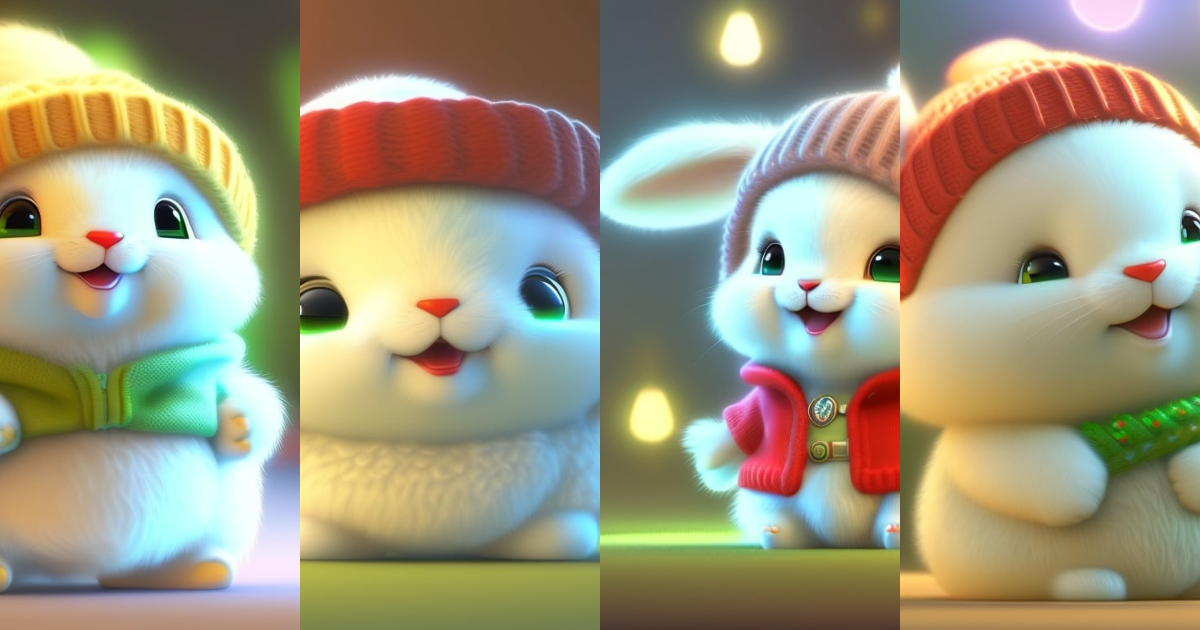 Lexica - Cute baby pixar style white fairy rabbit,Many green lights ...