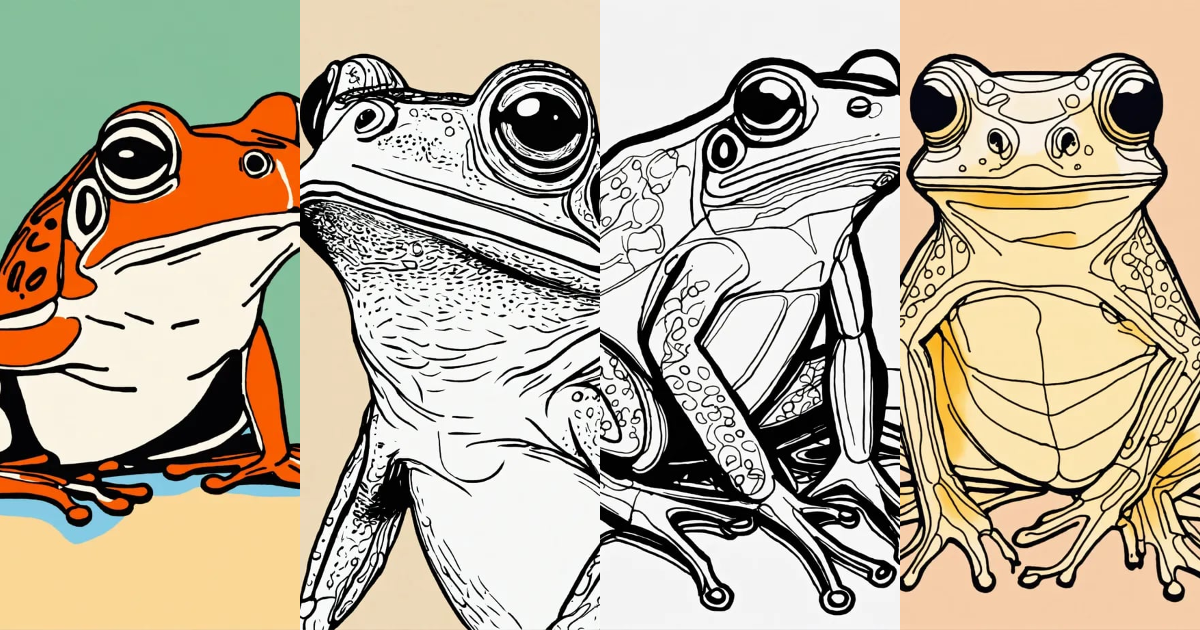 Lexica - Beautiful portrait of a frog, one line drawing, bold sketch ...