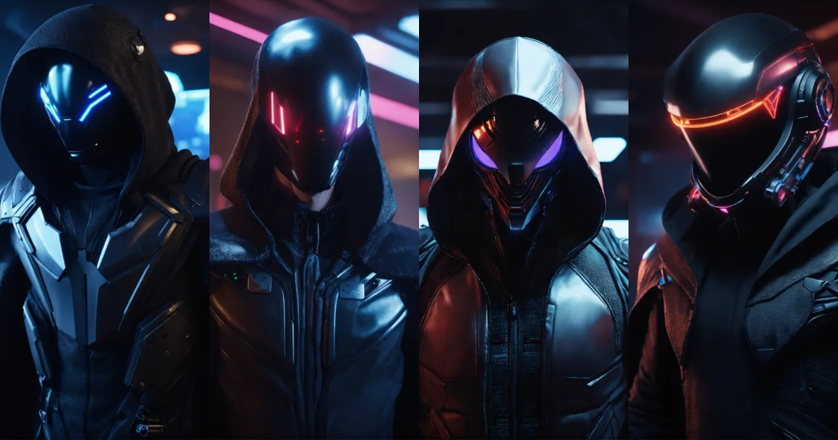 Lexica - Male alien mutant half cyborg hacker wearing a hood, wearing a ...