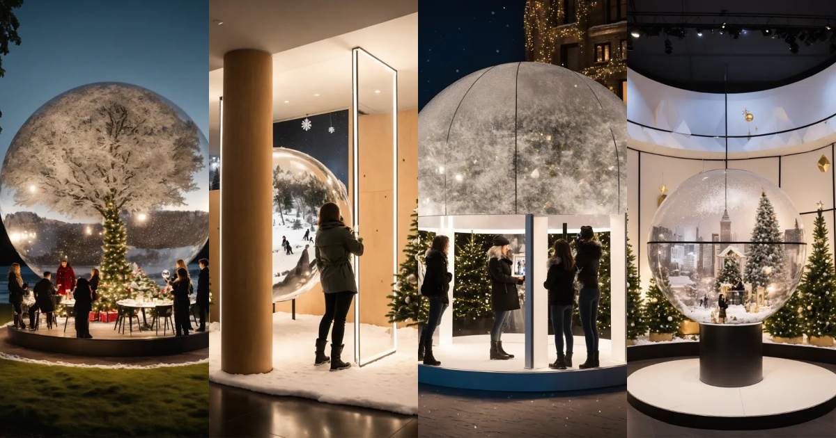 Lexica - Create a captivating snow globe photo wall spanning ...