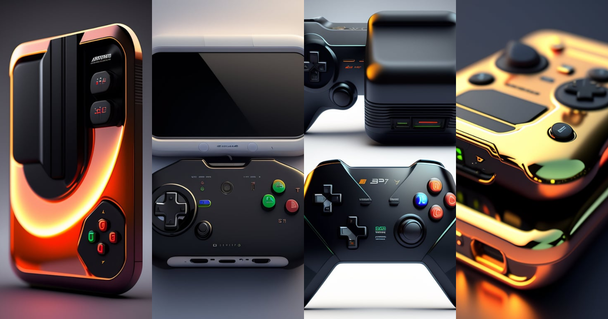 Lexica - 3D render, artstation, game console, handheld, futuristic