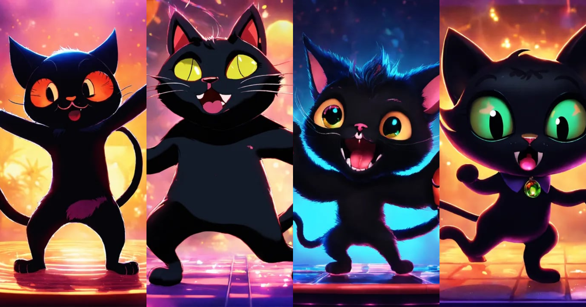 Lexica - The naughty and devilishly imp-like black animated cartoon cat ...