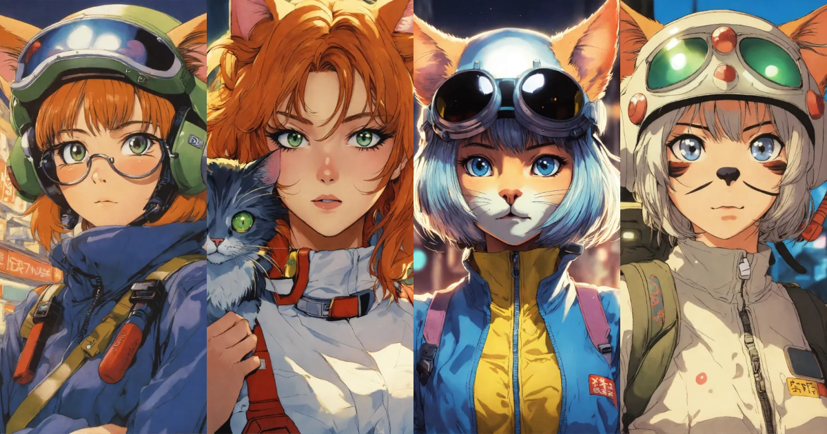Lexica - 1990s anime sci-fi kooky cat female, full detailed eyes ...