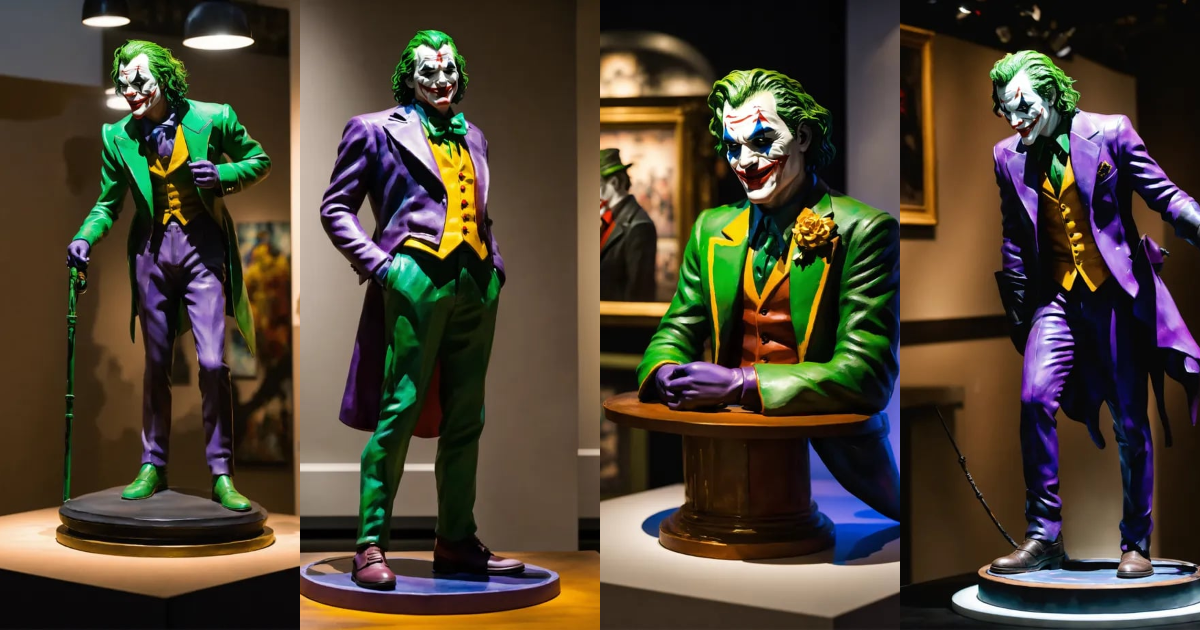 Lexica - Photo of a sculpture of the dc joker, hand-painted, displayed ...