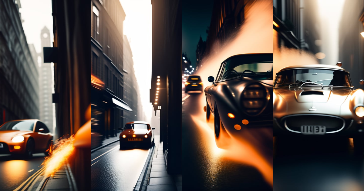 Lexica - A closeup action shot of a male spy driving through the narrow ...