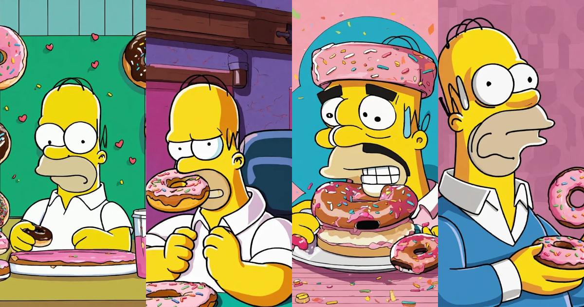 Lexica - Homer simpson eating a donut