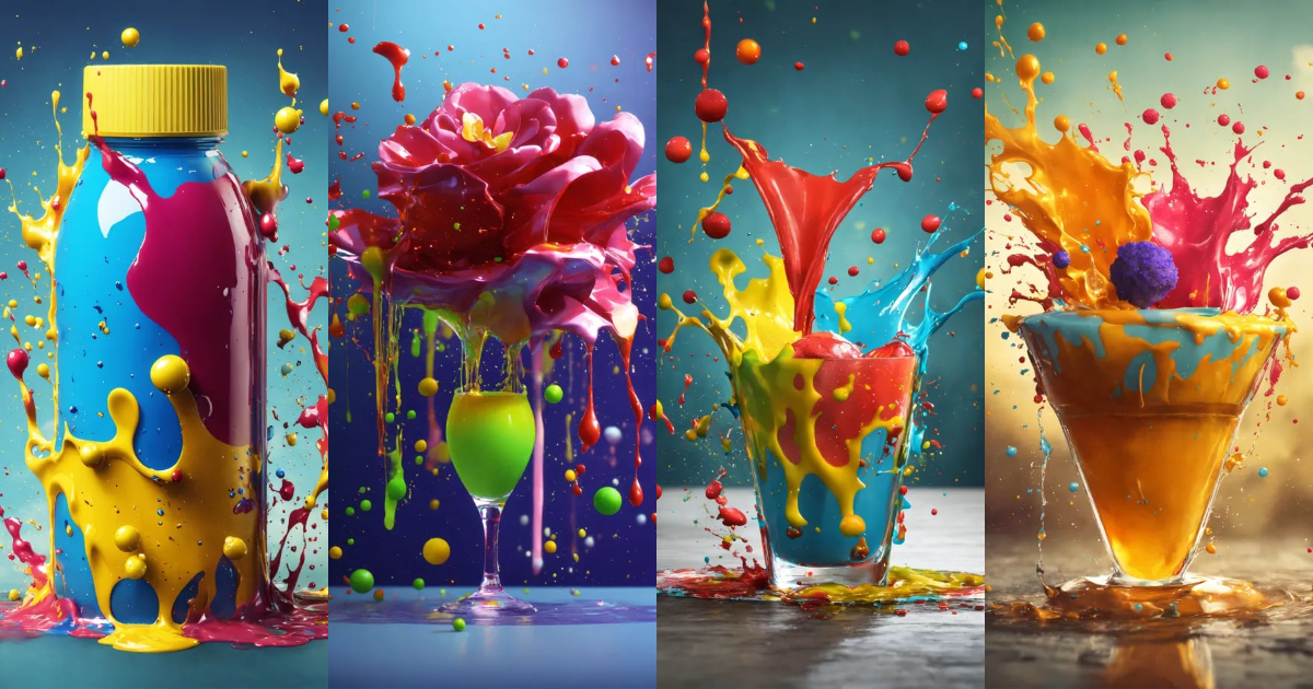 Lexica - Create a 3D image featuring liquid splashes and splatters.