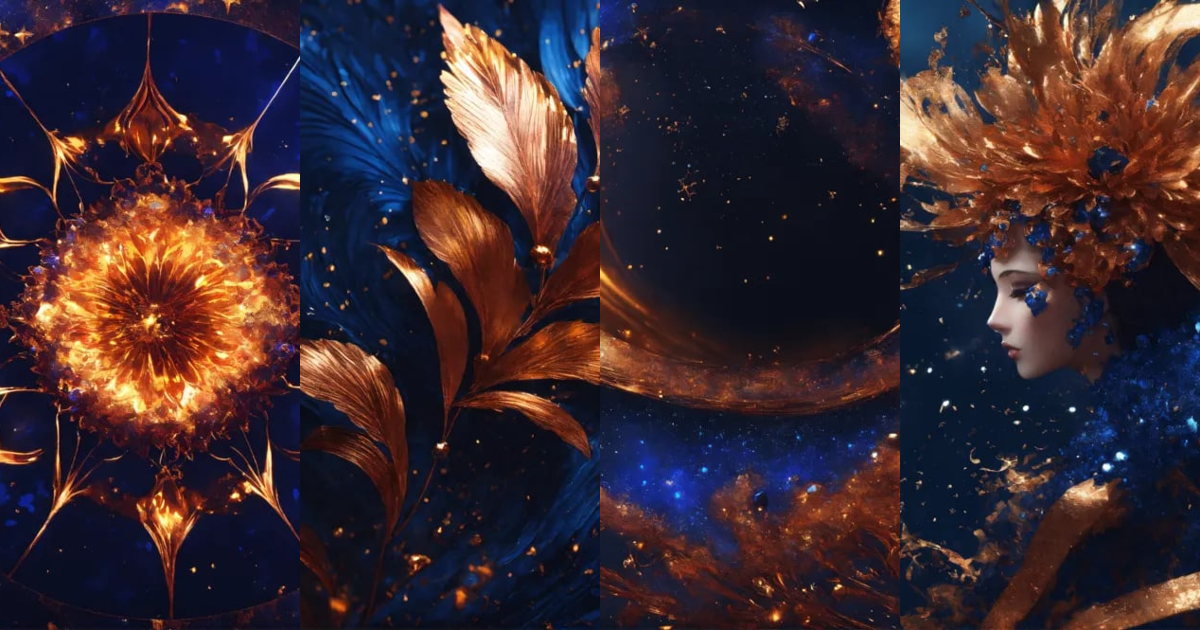 Lexica - Luxury fusion of dark blue magic realism experimental art, add ...