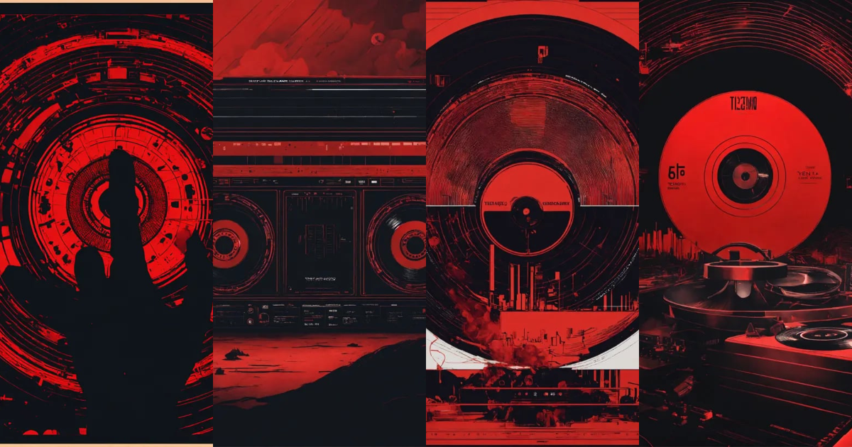 Lexica - Nostalgic album art techno music black and red tone with black ...