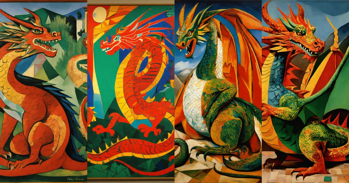 Lexica - Pablo Picasso painting Dragons