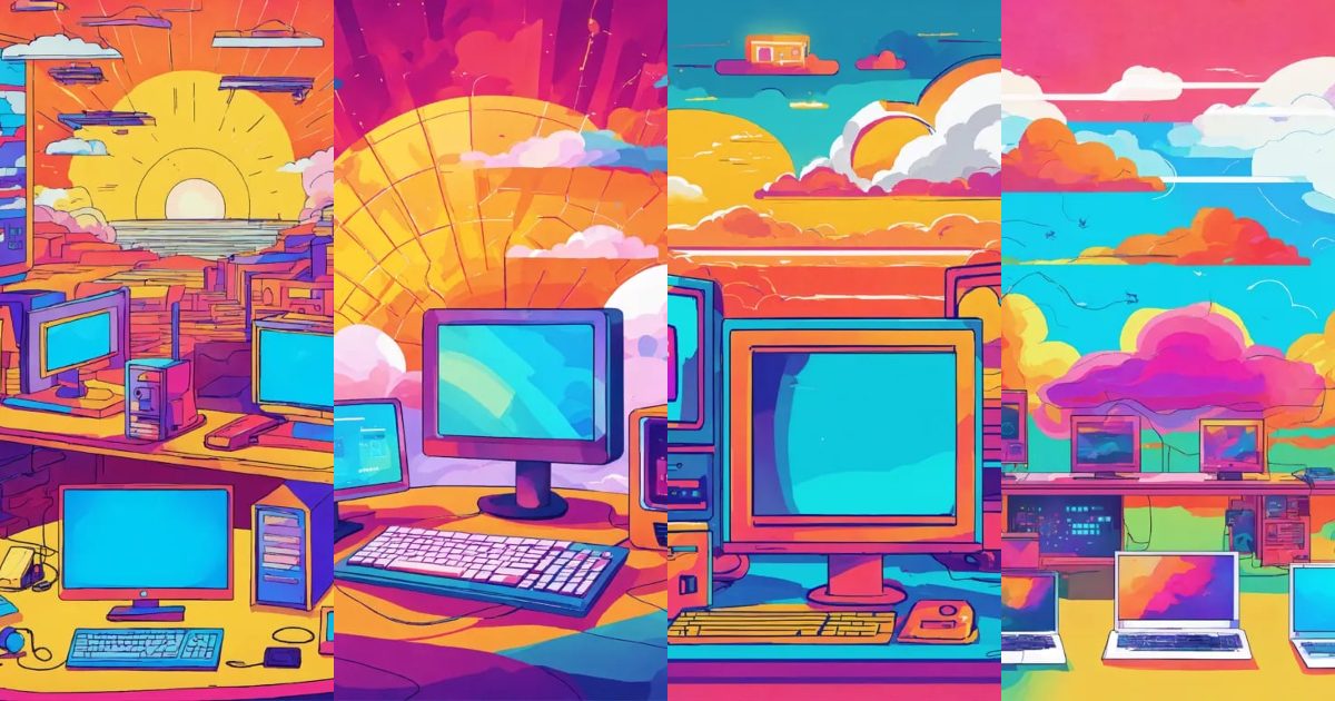 Lexica - Please generate a lively artwork of computers and ...