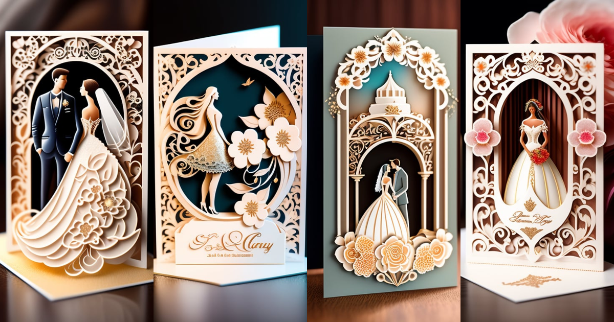 Lexica - Lexury 3D floral wedding 2d card,Fine details and high quality