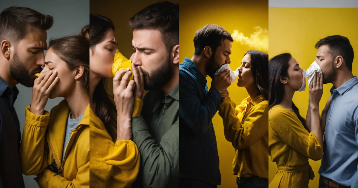 Lexica - Realistic photo of a man breathing out yellow foul air from ...