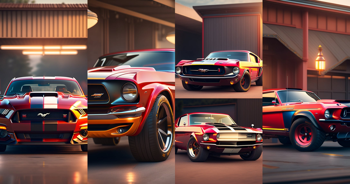 Lexica - Mechanized garrage, ford mustang, dodge charger, hummer ...