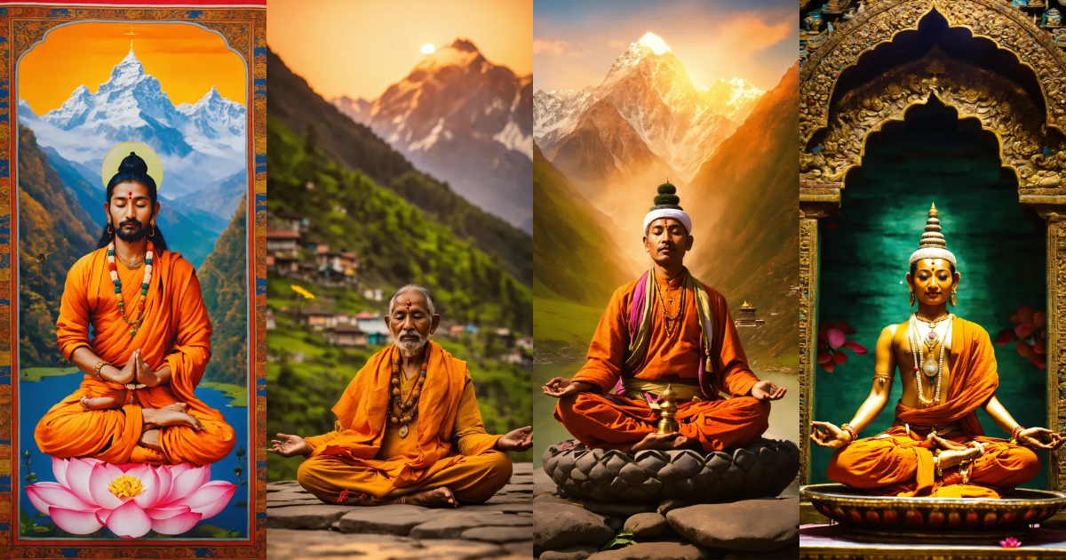Lexica - A spiritual indan in himalaya levitating in lotus position