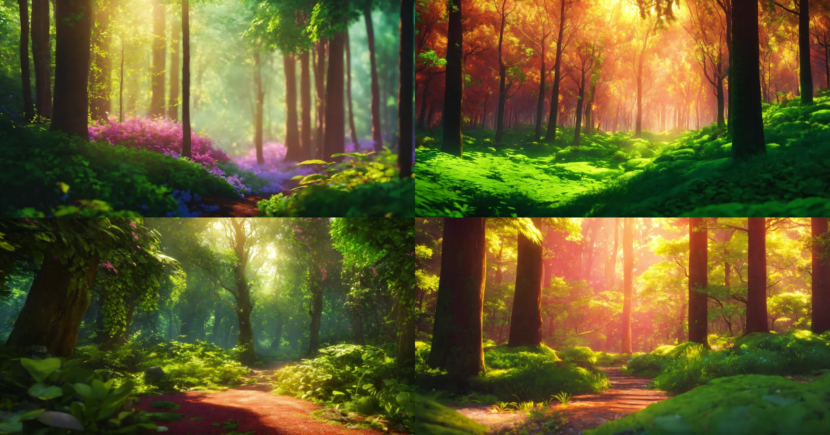 Lexica - 4D photographic image of A forest .. surrounded by lush ...