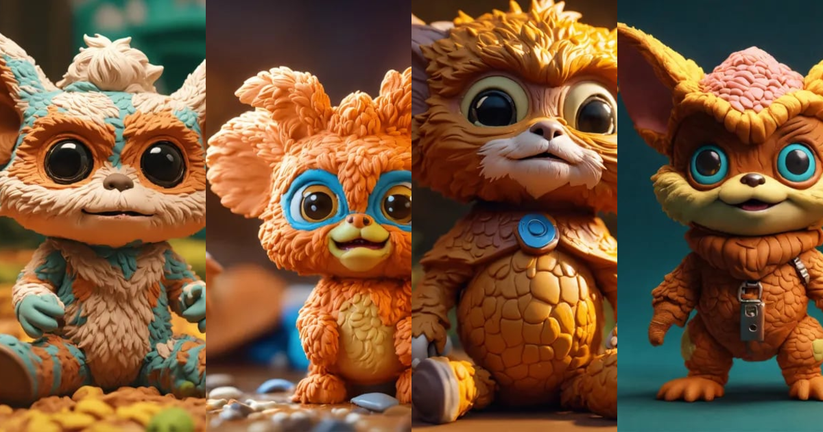 Lexica - 3d effect of cute clay protecting gremlins with safety locks ...