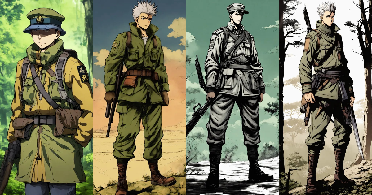 Lexica - Old manga style soldier guerilla in hunter x Hunter style