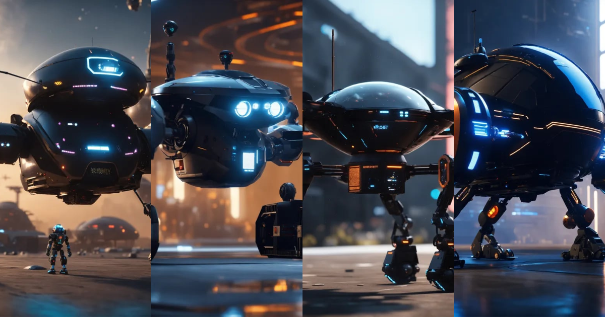 Lexica - A black small flying robotic patrol bot ready to attack in a ...