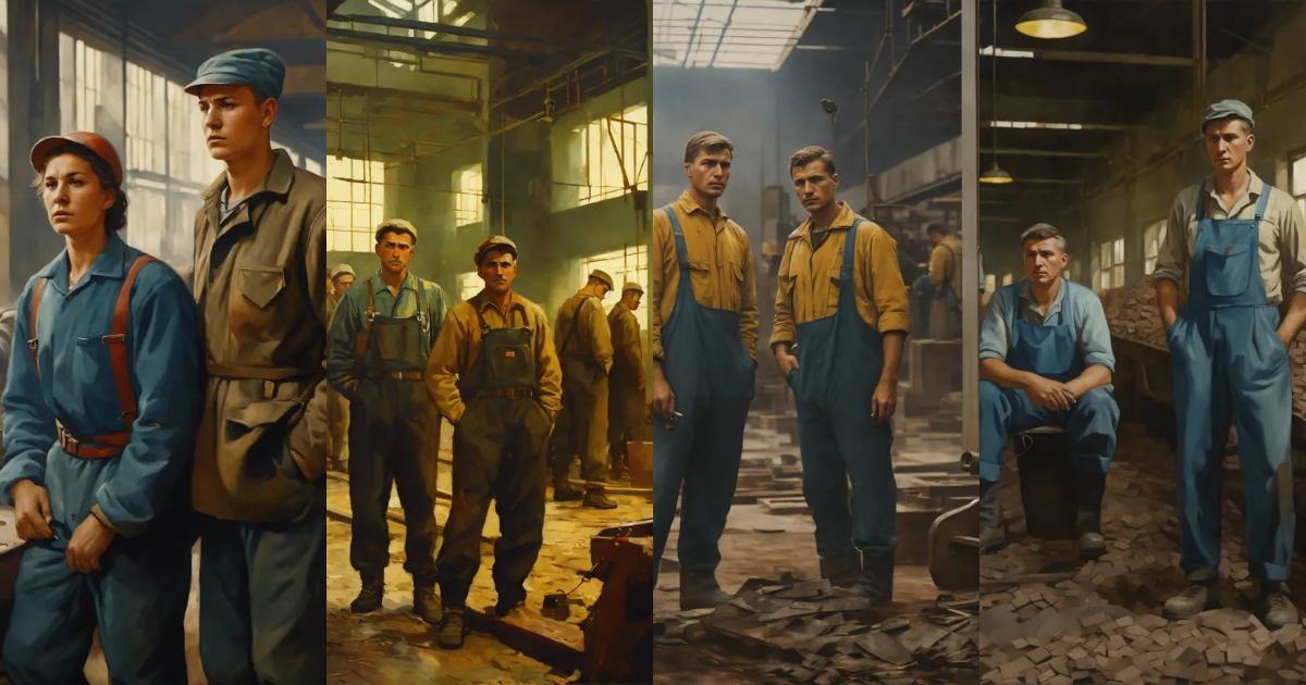 Lexica - Portrait of depressed workers in a factory in the USSR ...