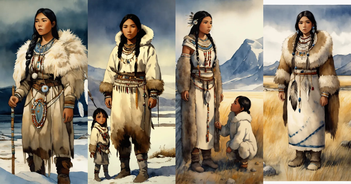 Lexica - Full body Illustration of an inuit woman, young, 18 years old ...