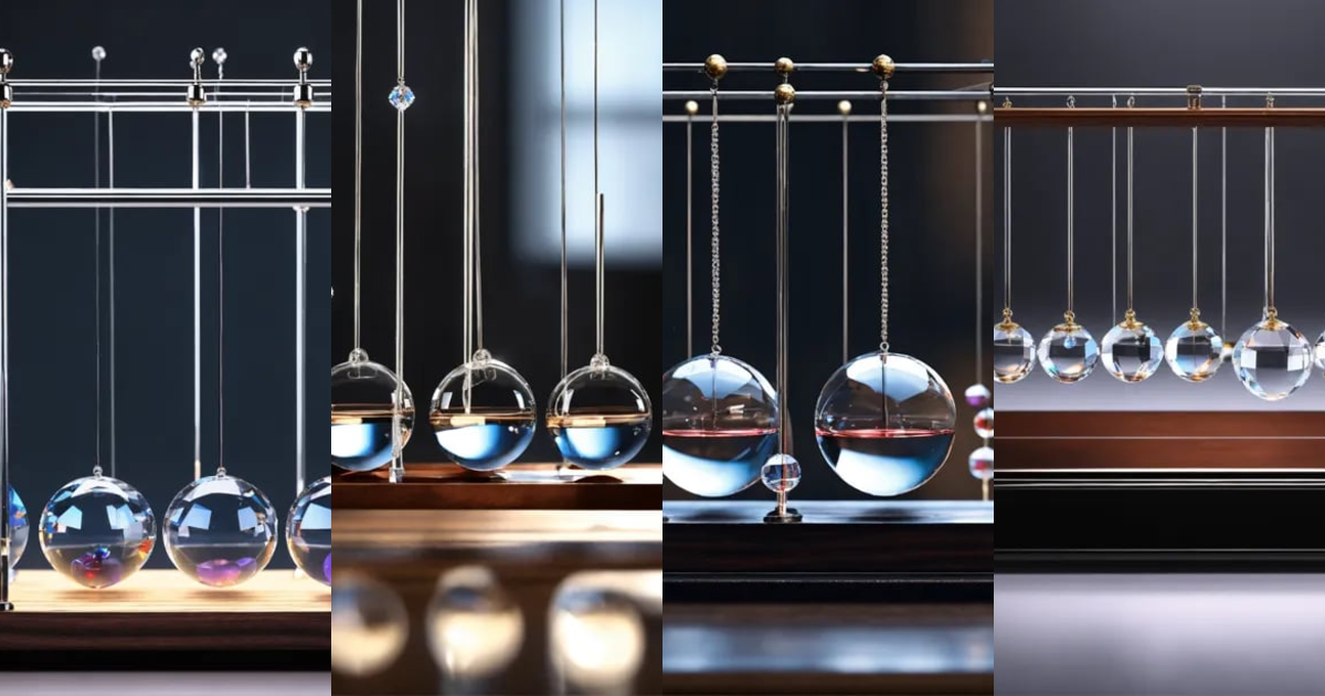 Lexica - Newton cradle, five crystal clear transparent pendulums, one ...