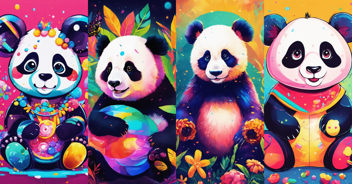 Lexica - Panda vivid color kids illustration