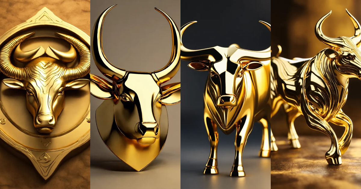 Lexica - Taurus sign symbol in gold color in three-dimensional image